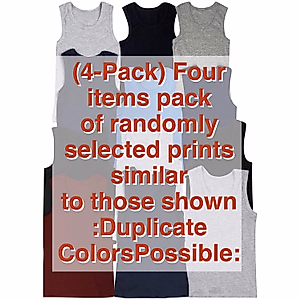 ToBeInStyle Boys' 4 Pack Double Needle Hem Tank Tops - Basic - Size 2