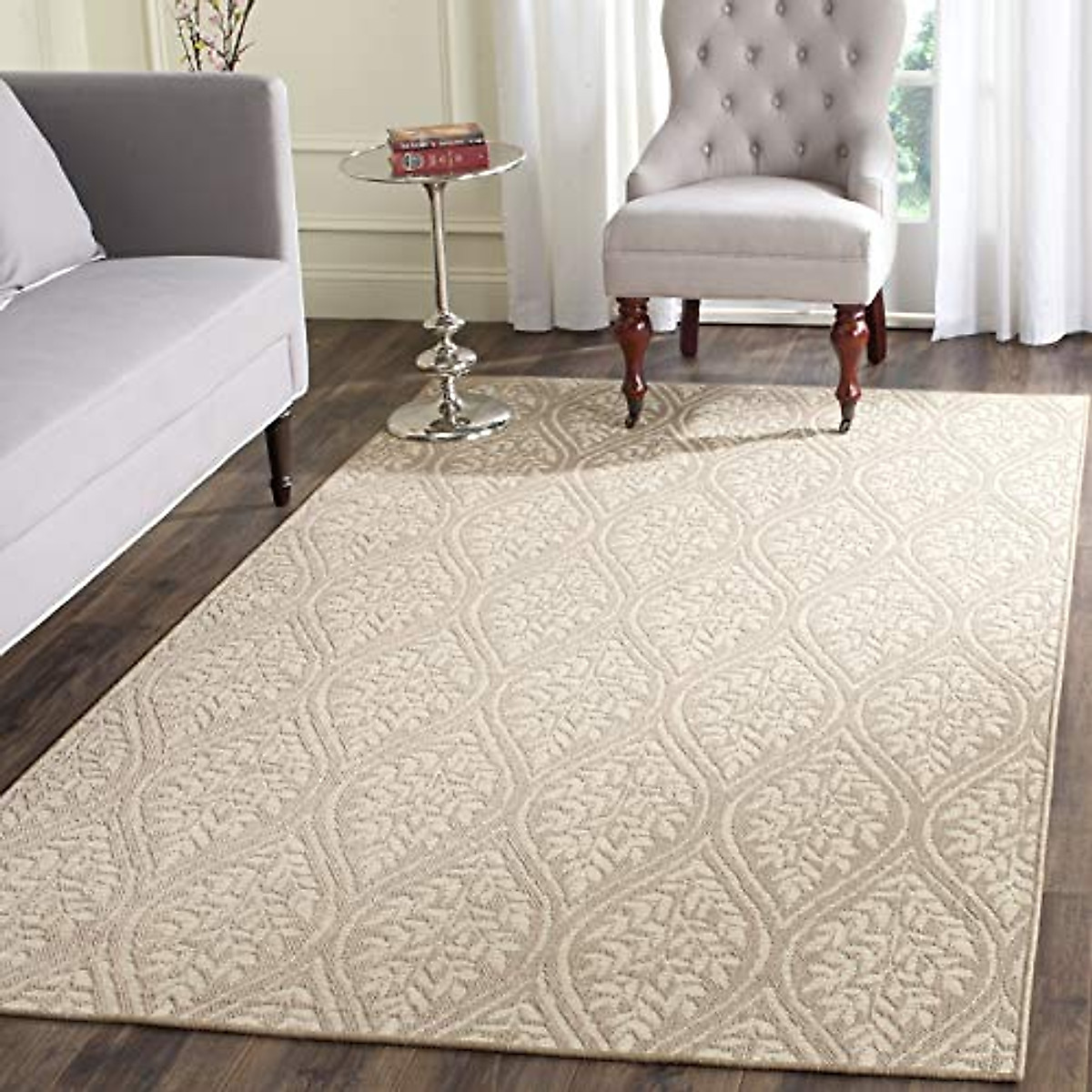 SAFAVIEH Palm Beach Collection Area Rug - 8' x 11', Sand & Natural, Handmade Jute, Ideal for High Traffic Areas in Living Room, Bedroom (PAB515A)