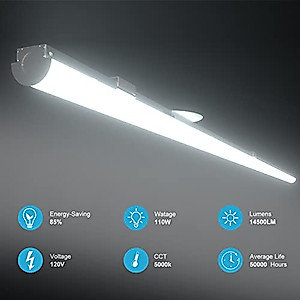 Lightdot Compact 8FT LED Shop Light, Suspend/Flush Mount Comercial Lighting, 110W [Eqv. to 440W HPS/WH] 5000K Daylight Shop Lights Fixtures for Workshop, Energy-Saving up to 4015W/5Y(5hrs/Day) 4Pack