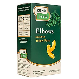 ZENB Plant Based Elbow Pasta - Made From 100% Yellow Peas, Gluten Free, Non-GMO & Vegan, 20g of Protein & 12g of Fiber In Every Serving - (Pack of 3)