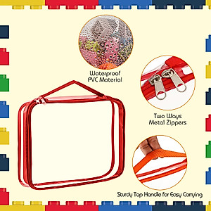 Sanwuta 6 Packs Toy Storage Bags, PVC Organizing Bags with Zipper, Waterproof Toy Bags for Board Games, Building Blocks, Puzzles, Small Toys and Kids Books(Bright Color, Large, Small)