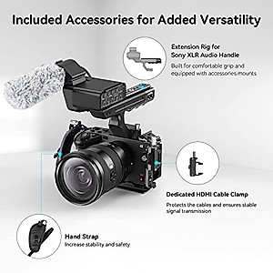 SmallRig Handheld Cage Kit for Sony FX30 FX3 with XLR Handle Extension Rig, Wrist Strap and Clamp for HDMI Cable - 4184