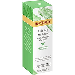 Burt's Bees Sensitive Solutions Calming Day Lotion with Aloe and Rice Milk, 98.8% Natural Origin, 1.8 Fluid Ounces
