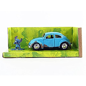 Jada Toys Disney Lilo and Stitch 1:32 Volkswagen Beetle Die-cast Car w/ 1.65" Stitch Figure, Toys for Kids and Adults