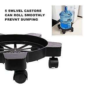 CNQLIS 5 Gallon Heavy Duty Drum Dolly with 5 Swivel Wheel Casters 77 Pound Capacity Drum CartAnti-Tipping for Flower Pots and Buckets Use 11" Diameter（Black）