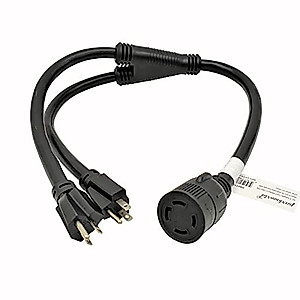 Parkworld 886115 Combiner, Household (2) 5-15 Plug to Generator Twist Lock L14-30 Receptacle Y Adapter Cord