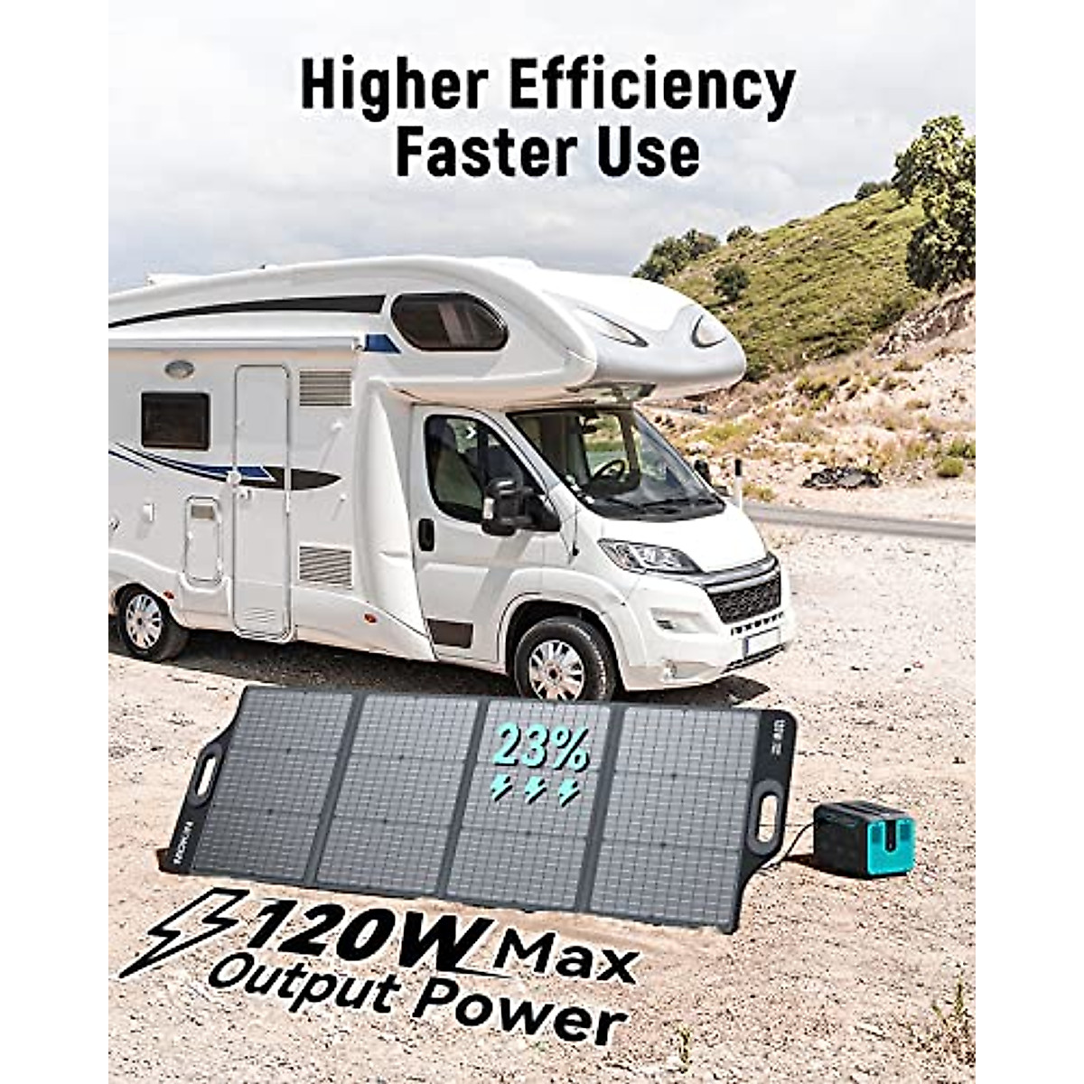 MOKiN Portable Solar Panel, 120W/20V Foldable Solar Panel with PD 65W USB-C/USB-A/DC Outputs for Power Station/Battery Pack, High 23% Efficiency, IP68 Waterproof&Dustproof Design for Camping RV Travel