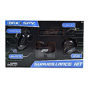 Sunny Days Entertainment Surveillance Kit – Kids Spy Toy | Electronic Motion Sensor Device for Spying | Binoculars and Bright Flashlight with Microphone - Maxx Action