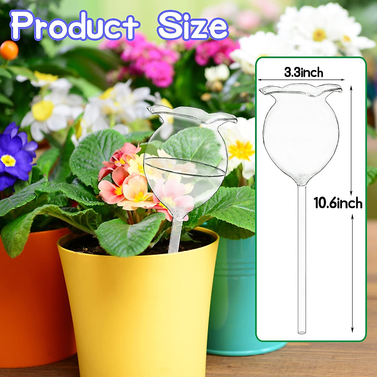 Haawooky Self Watering Globes,Clear Glass Plant Water Bulbs,Hand Blown Automatic Plant Waterer Device for Indoor Outdoor Plants,3 Pack