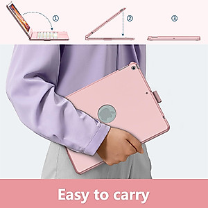 Keyboard Case for iPad 10.2 - iPad Keyboard 9th Generation & 8th & 7th Gen - Touch Keyboard - 360° Rotatable Protective Cover with Apple Pencil Holder - Backlight Wireless Keyboard - iPad 9 Keyboard