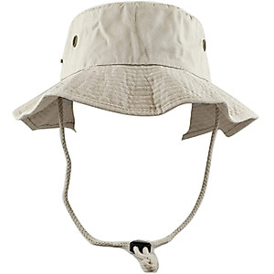 The Hat Depot 300N1510 Wide Brim Foldable Double-Sided Outdoor Boonie Bucket Hat (L/XL, 2. Cotton - Putty)