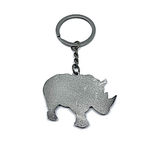 Sonoran Souvenirs RHINOCEROS Pewter Keychain - Good Luck Charm Rhino Decorative Safari Jungle Animals