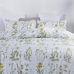 GETIANN Floral Duvet Cover Set Full/Queen Comforter Cover Set Spring Plant Printed 90"x90"（1 Comforter Cover and 2 Pillow Shams Soft Bedding Set