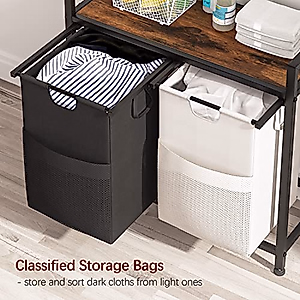 Lulive Double Laundry Hamper, Multifunctional Basket Organizer, 112L Laundry Sorter with Removable Bags and Fabric Handles, Large Top Shelf Laundry Bag for Bathroom, Dorm, Laundry Room