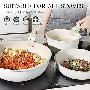 GiPP 5Pcs Pots and Pans Set Non Stick, Cookware Sets Nonstick Detachable Handle, Induction Kitchen Set Removable Handle, RV Cookware set, Oven Safe