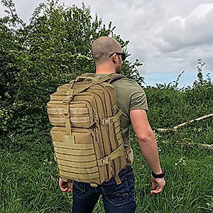 EMDMAK Military Tactical Backpack, 42L Large Military Pack Army 3 Day Assault Pack Molle Bag Rucksack for Outdoor Hiking Camping Hunting