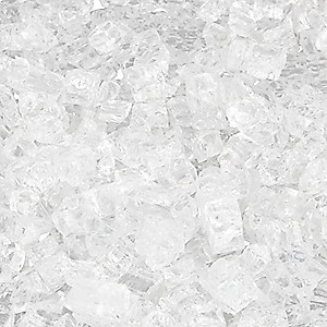 Fire Sense 62365 Premium Sparkling Reflective Tempered Fire Glass for Outdoor Fireplace Gas or Propane Fire Pits Easy to Install & Stimulate Viewing Experience - 10 Lbs - Crystal Clear