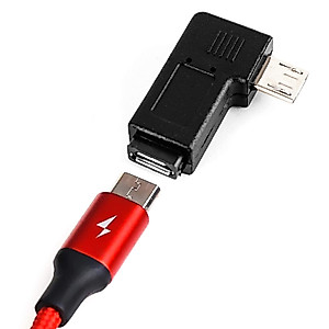 Inovat 1 Pair Right Left Angle Micro USB Male 90 Degree USB Male to Micro Female Plug Adapters