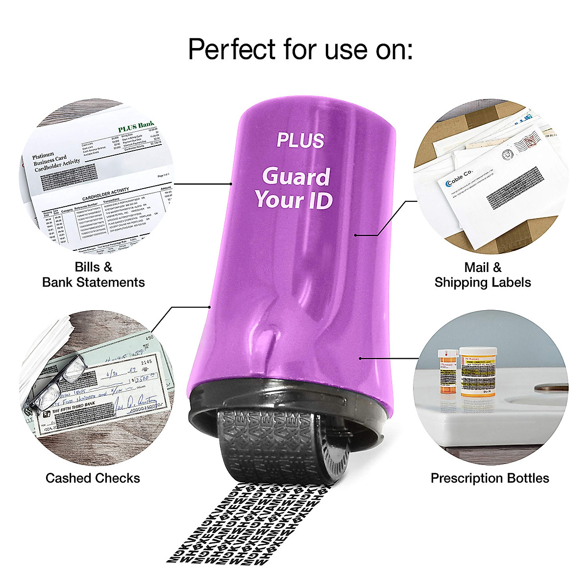 Guard Your ID Advanced Security Roller 2.0 for Identity Theft Prevention Stamping Purple