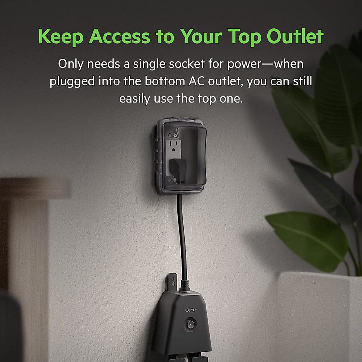 WeMo WiFi Outdoor Smart Plug - Voice Control Works With Alexa, Hey Google & Homekit - Smart Outlet to Control Smart Home Lights, Holiday Decor & Other Outdoor Devices - Weather-Resistant Design