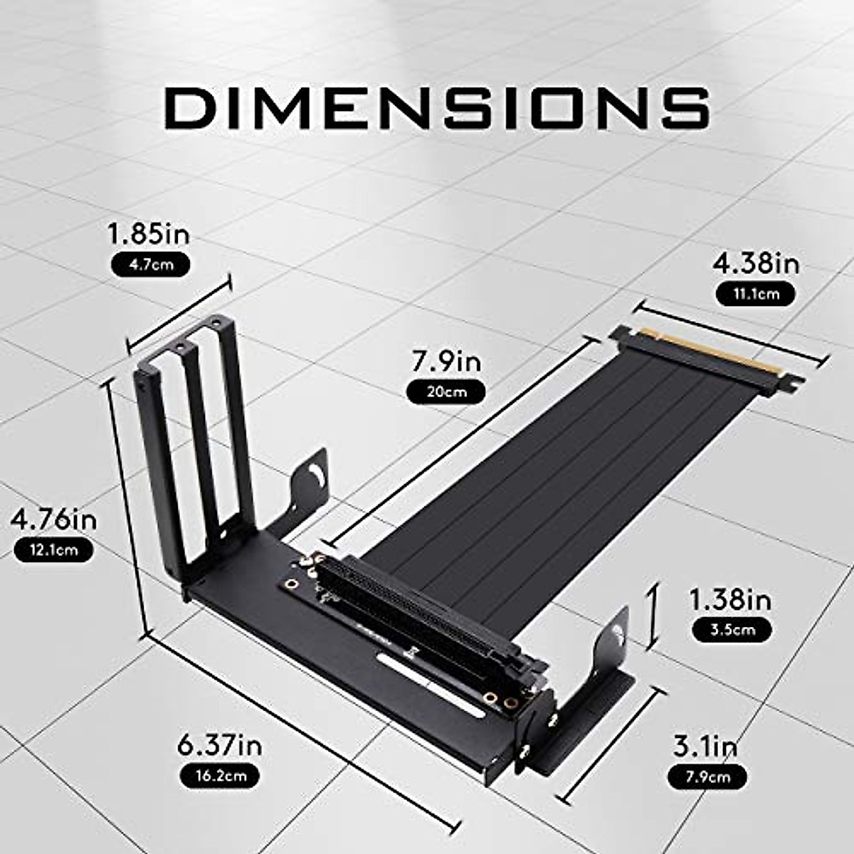 EZDIY-FAB Vertical Graphics Card Holder Bracket Support with Multi-Angle,GPU Mount,Video Card VGA Support Kit with PCIE3.0 Riser Cable- Black