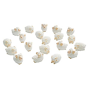 20PCS Miniature Sheep Figurines Sheep Cake Topper White Sheep Model Mini Animal Model for Flower Pot Fairy Garden Decoration