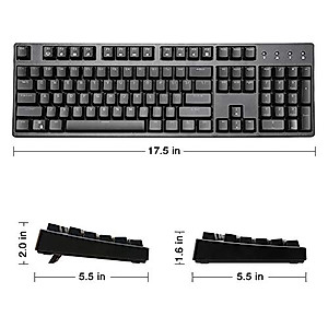 VELOCIFIRE Gaming Keyboard Mechanical, VM02WS 104-key Full Size Gaming Keyboard Ergonomic with Red Switches White Backlit & High Battery Lasting for Copywriters, Typists, Programmer(Black)