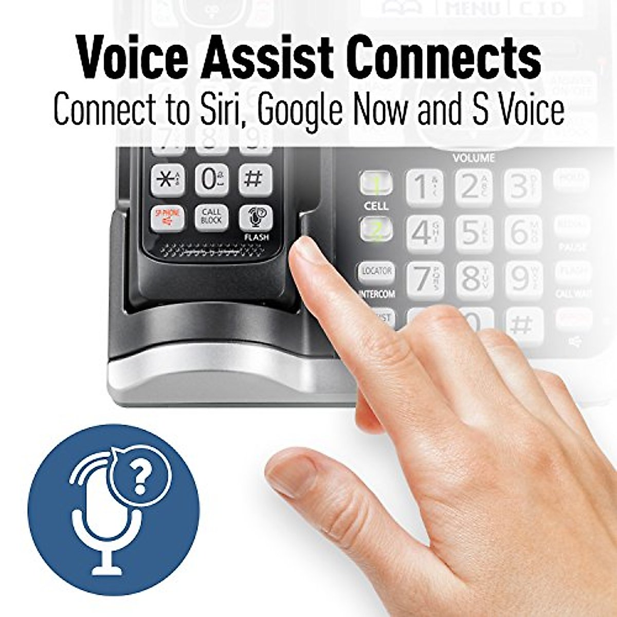 PANASONIC Link2Cell Bluetooth Cordless Phone System with Voice Assistant, Call Blocking and Answering Machine. DECT 6.0 Expandable Cordless System - 4 Handsets - KX-TGF574S (Silver)