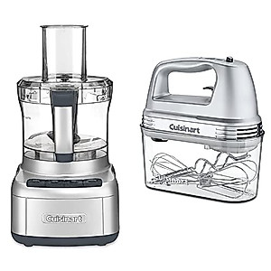 8 Cup Food Processor by Cuisinart, 350-Watt Motor, Medium to Fine Slicing Discs, FP-8SV & HM-90BCS Power Advantage Plus 9-Speed Handheld Mixer with Storage Case, Brushed Chrome
