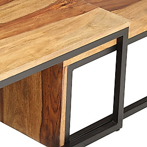 QJBSAVVA Nesting Tables 2 pcs Solid Sheesham Wood,Entrance Table Tray Tables Center Table Low Table Suitable for Meeting Rooms, Reception Rooms, Offices
