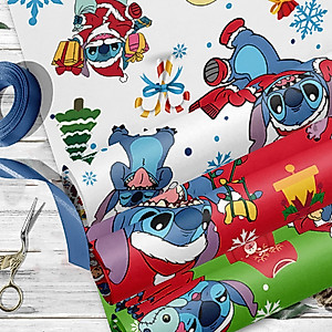 ANYMONYPF 12 Sheets Folded Christmas Wrapping Paper Stitchmas Gift Wrap Bulk Art Paper for Baby Shower Christmas Decorations Xmas Holiday Crafts Gift Packing, 20 x 30 Inch