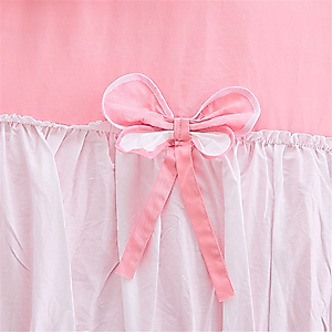 Lotus Karen Shaggy Chic Ruffle 3-Piece Duvet Cover Set- Soft Cotton Girls Bedding with Cute Bow-Knots-Sweet Pink Princess Bed Set Full Size(1Duvet Cover/2Pillowcases)