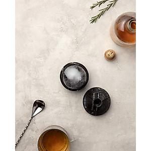 W&P Peak Silicone Sphere Ice Mold w/ Cover | Marble White | Easy to Remove | Round Cocktail Whiskey Drink Ice Maker | Food Grade Premium Silicone | Dishwasher Safe, BPA Free