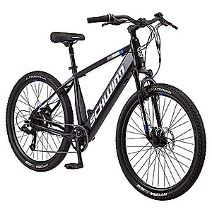 Schwinn Amalgam Adult Electric Bike, 18.5-Inch Hybrid Aluminum Frame, 7 Speed, 27.5-Inch Wheels, Matte Black