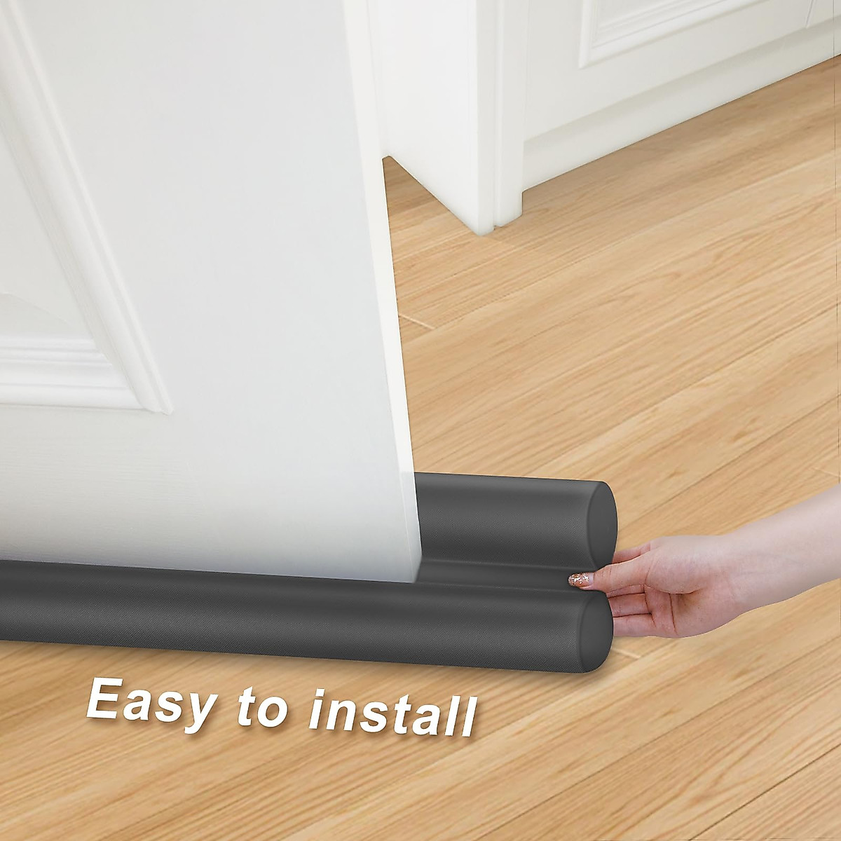 MAXTID Door Draft Stopper 36 Inch, Fits Door Gaps up to 1.7 Inch, Grey Under Door Sweeps Weather Stripping Large Door Noise Blocker Sound Proof Guard