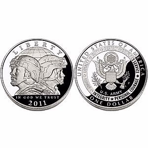2011 Proof United States Army Commemorative Silver Dollar w/Box