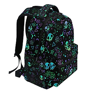 MNSRUU School Backpack Magic Skulls College Knapsack Laptop Rucksack Business Travel Computer Bookbags for Adult Teen One Size