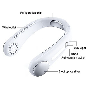 [Instant Cooling] Personal Air Conditioner Neck Fan Micrael Home Built-in Refrigerating Chip Wearable Cooling Fan with 360° Wind Outlet Portable Hang Neck Fan for Hot Flashes