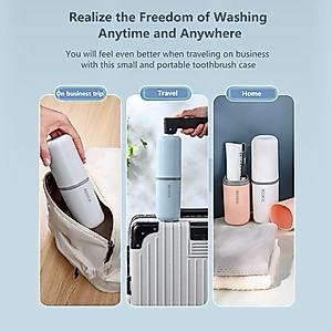 ZWCEGND 2PCS Toothbrush Travel Case,Multi-Function Portable Toothbrush Cover,Dustproof Toothbrush Holder,Suitable for Business Camping Travel or Daily Use(Pink+Blue)