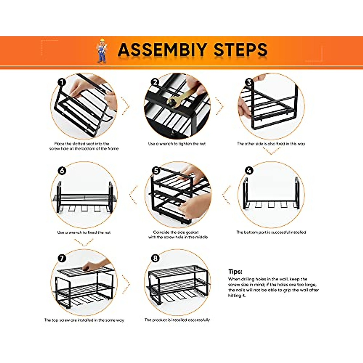 Power Tool Organizer, Garage Storage Wall Mount with 2 Pc Shelves/Heavy Duty Garage Organizers/Utility Rack for Screwdriver Pegboard Shed Workshop Cordless Drill Holder/Dad & Husband Garage Gifts