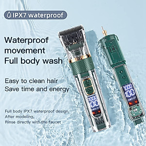 Dog Hair Clippers,Dog Grooming Clippers Kit with Led Display,Pet Clippers Grooming for Dogs Thick Coats,Low Noise Heavy Duty Pet Hair Shaver Trimmers (Green)