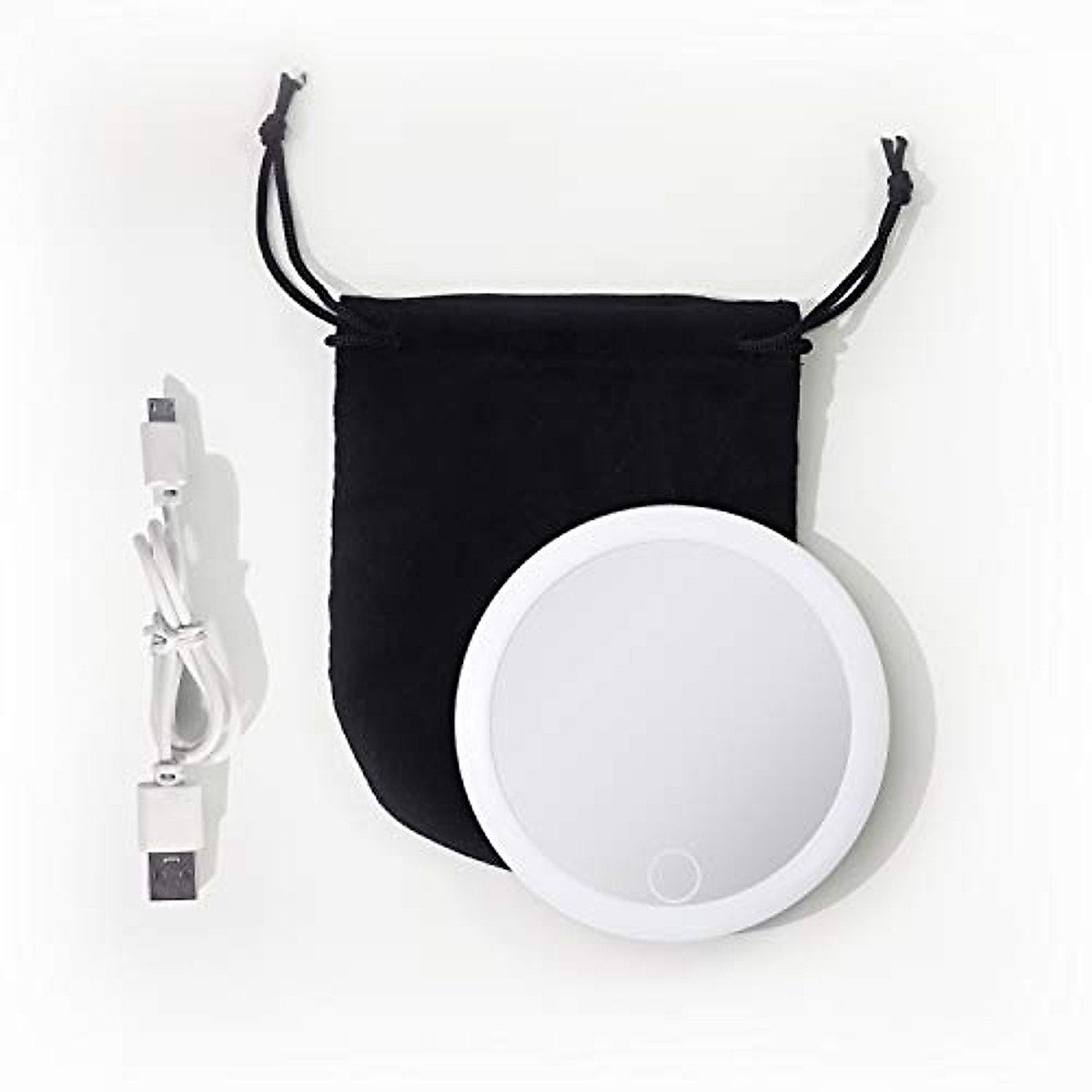 Zadro 4" Round LED Mirror Makeup Travel Mirror with Light Rechargeable Compact Mirror for Purses Portable Carrying Pouch
