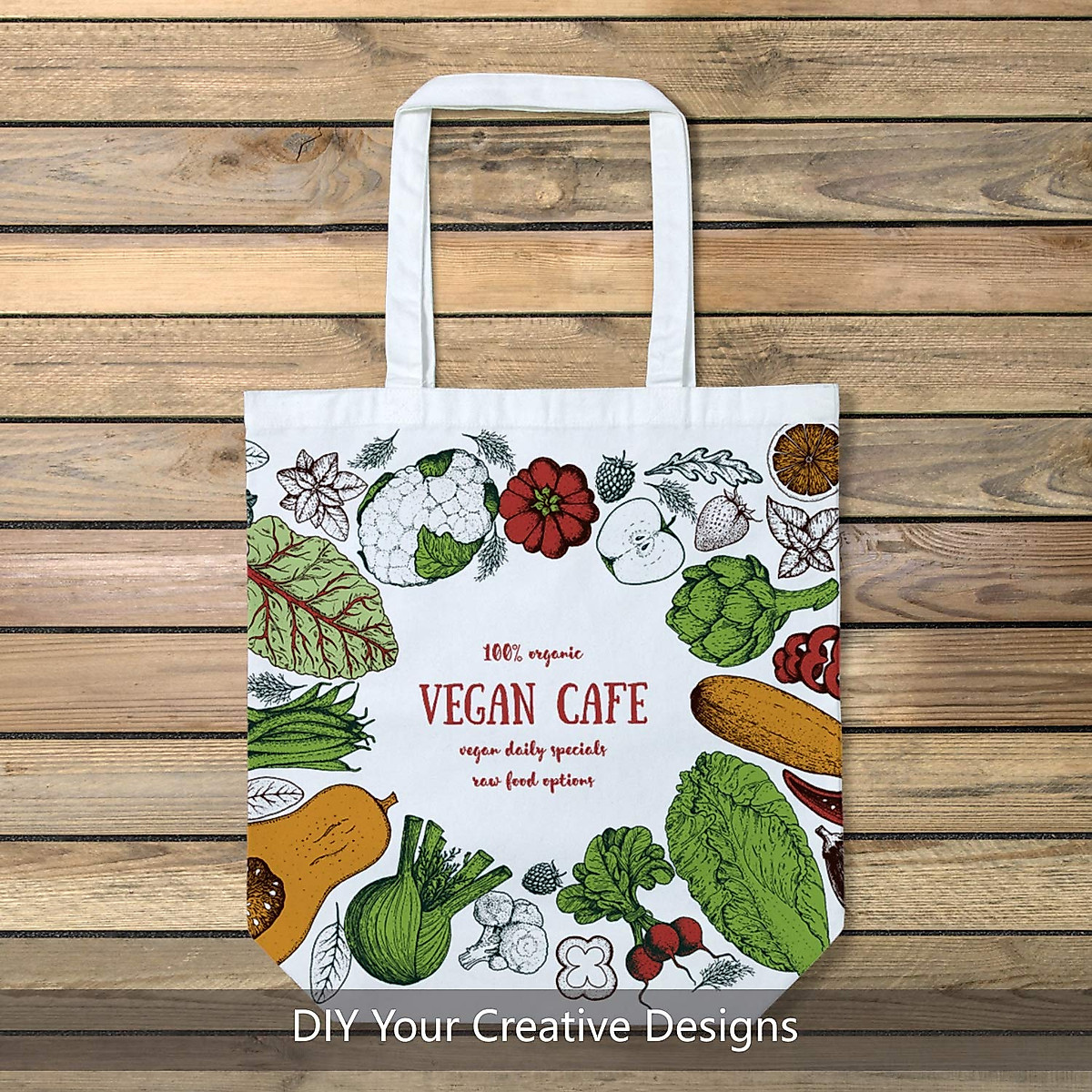 TOPDesign 2 | 6 | 12 Pack Super Strong Large 17.5"x16.5"x5" 10oz Cotton Canvas Tote Bag, Reusable Grocery Shopping Bags, Blank White Bags for Crafts, DIY Your Creative Designs (Pack of 2)