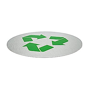 Metal Recycle Signs | 5.5" Round, Recycle Bin Marker | Metal Sign for Recycling Basket | Brushed Silver Aluminum with Green Recycle Symbol - Made in The USA