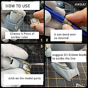 for Hobby Model Craft GK Tool Carving Auxiliary Ruler Stainless Steel Drill Hole Detail Maker Scribe line Stencil , 36 PCS in 1 (AJ0094)