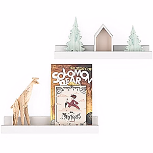 Ballucci Floating Wall Shelves Set of 2, Picture Ledge Wooden Shelves for Nursery, Living Room, Bedroom, Bathroom, Kitchen, Office; 18 Inch - White