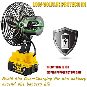 Portable Outdoor Sleek Jobsite Cordless Fan Compatible with DeWalt, Bucket Indoor Fans Operated Powered by DeWalt 20V Max Battery, Blow Heat and Cooling at Work,Tool Only