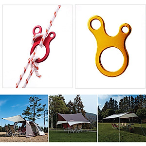 RuiLing 10pcs 3 Holes Camping Awning Cord Rope Tensioner Guy Line Runners Hook Hanger 4.9x2.7cm (Red and Golden)