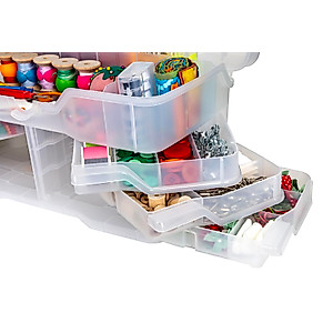 ArtBin Clear Plastic Organizer Small Parts Organizer - for DIY Arts & Crafts Storage Boxes & Organizers, Sewing Storage - Storage Box with Compartments, Project Box - Large (6 Pivot Trays) 6963PB