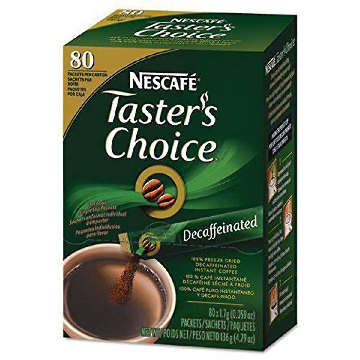 Nescafe Taster's Choice Instant Coffee, Decaffeinated, 80 Count Single Stick
